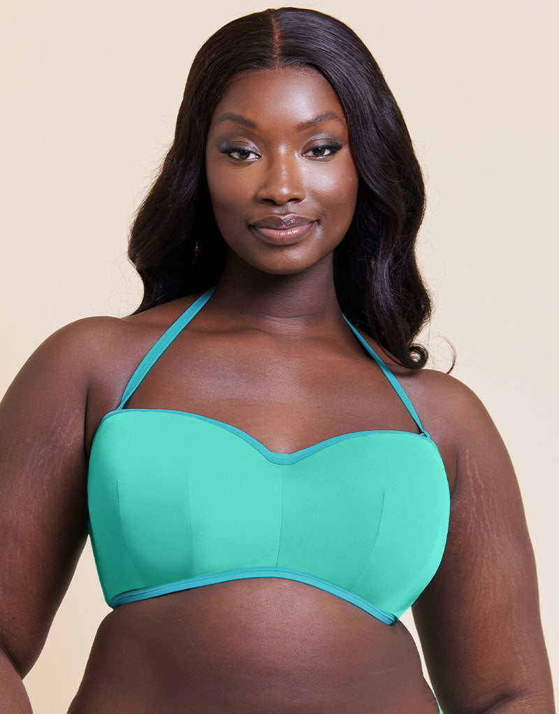 Curvy Kate Minimalist Bandeau Strapless Multiway Bikini Top Aqua Blue ...